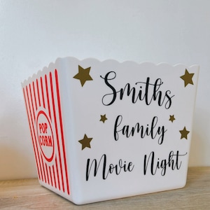 Personalized Popcorn Bucket | Movie Night Gift | Custom Popcorn Bowl ...