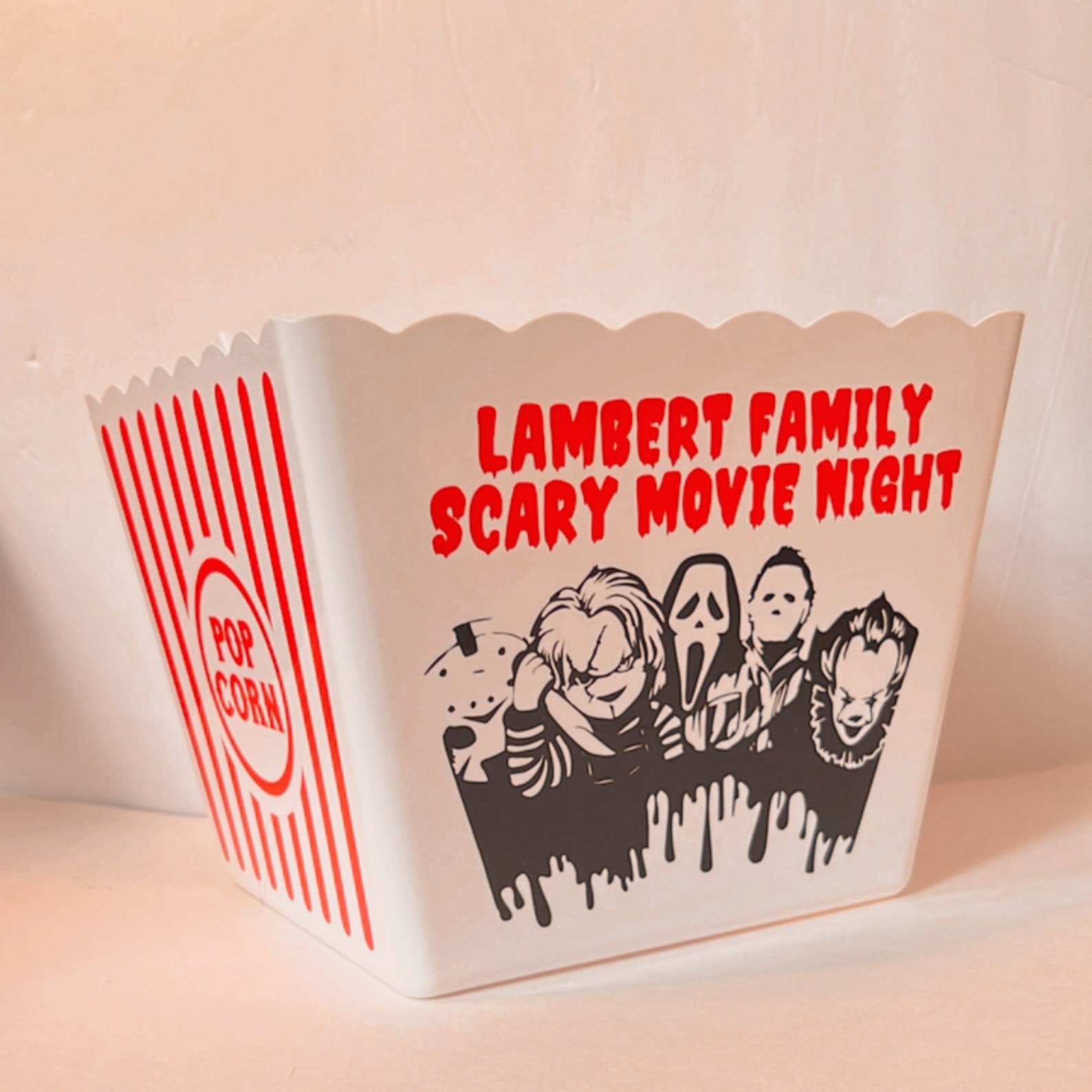 Personalized Popcorn Bucket Movie Night Gift Custom Popcorn Bowl Family ...