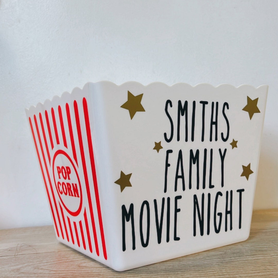 Personalized Popcorn Bucket | Movie Night Gift | Custom Popcorn Bowl ...