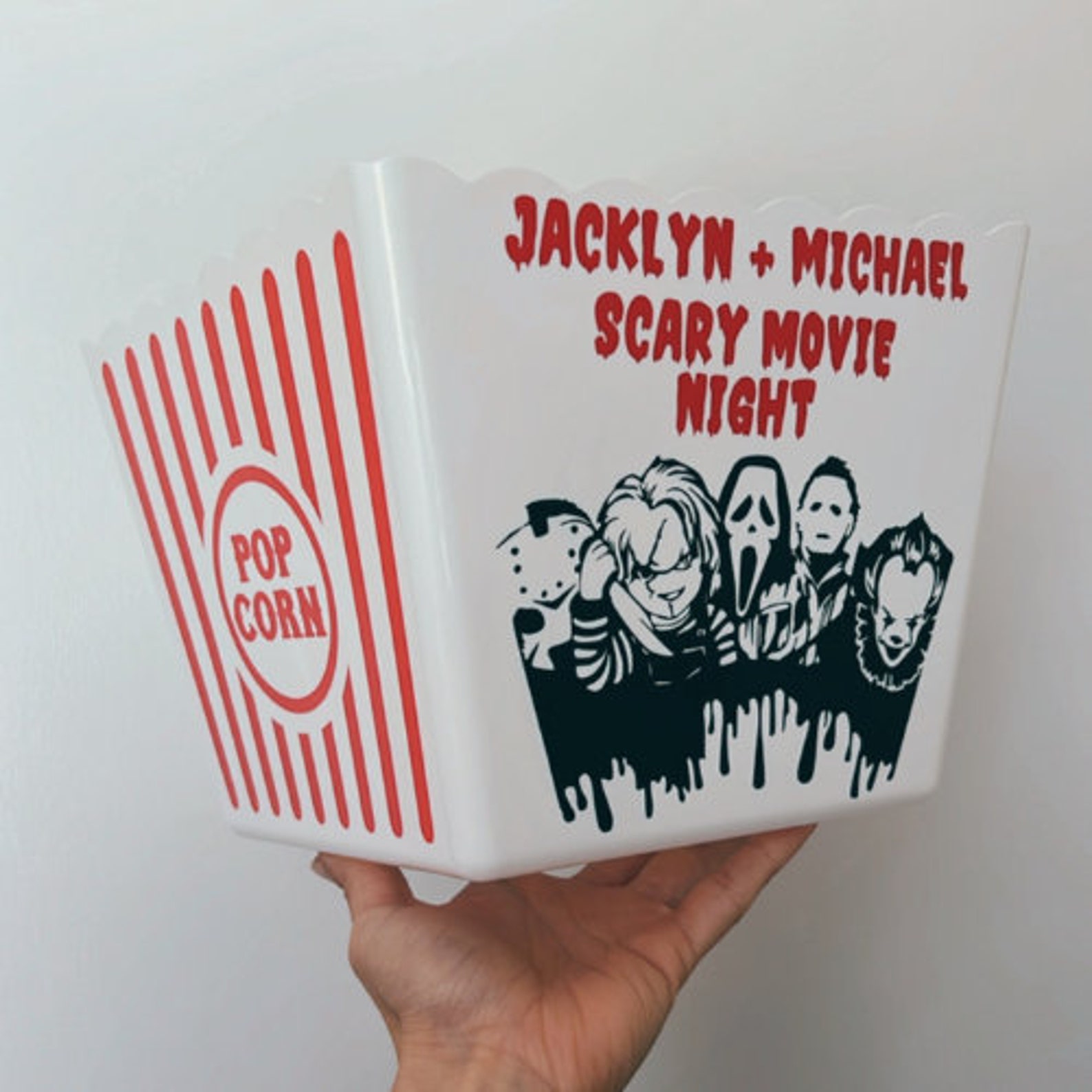 Personalized Popcorn Bucket Movie Night Gift Custom Popcorn Bowl Family ...