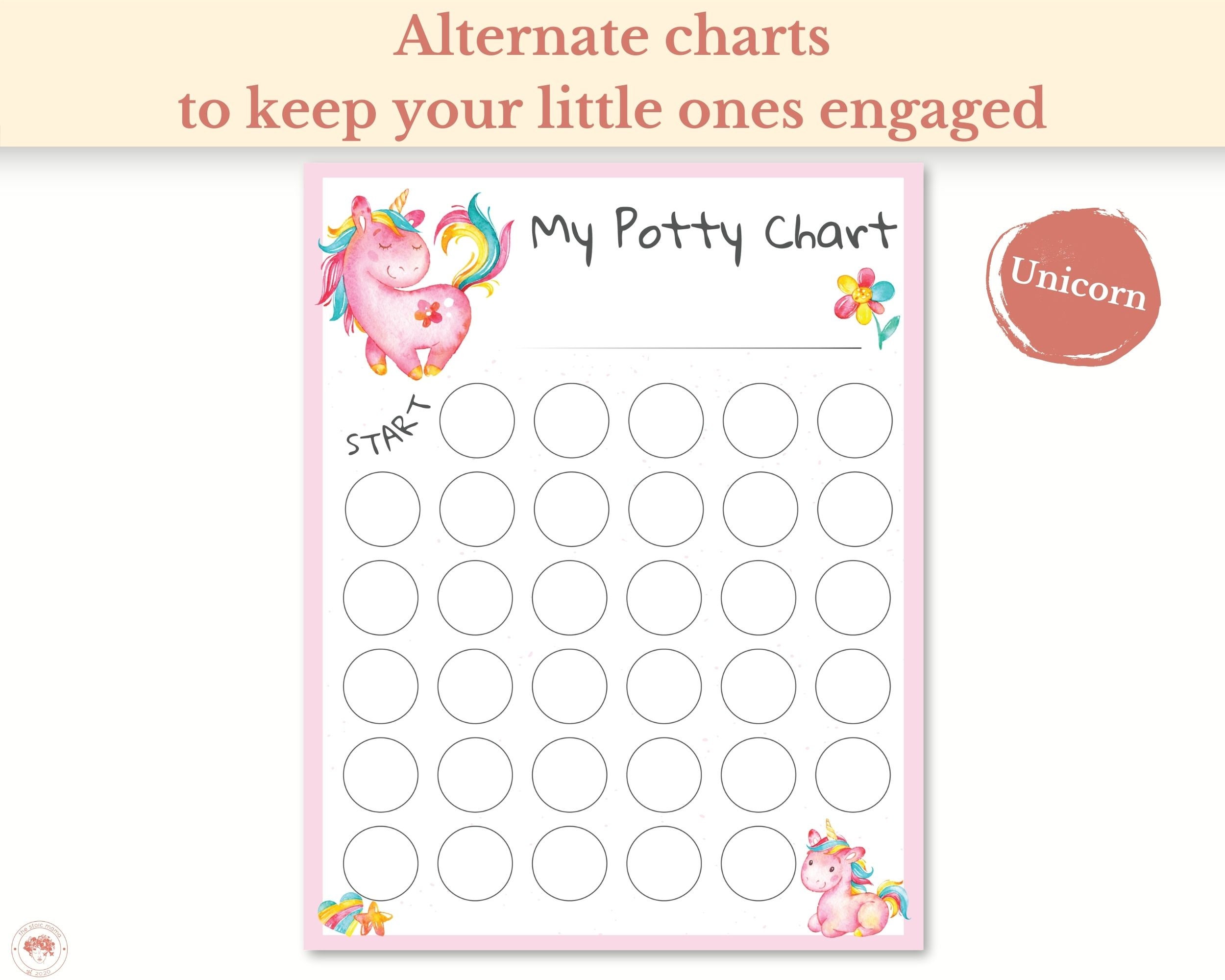 Potty Training Charts Pack, Printable Potty Training Sticker Chart ...