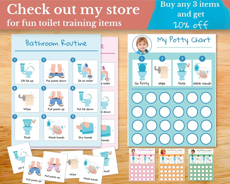 Potty Training Charts Pack, Printable Potty Training Sticker Chart ...