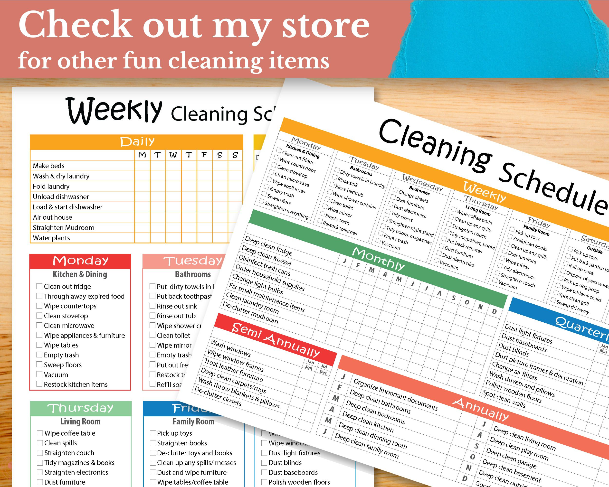 Fun Editable Zone Cleaning Cards for Families, Deep Cleaning Cards for ...