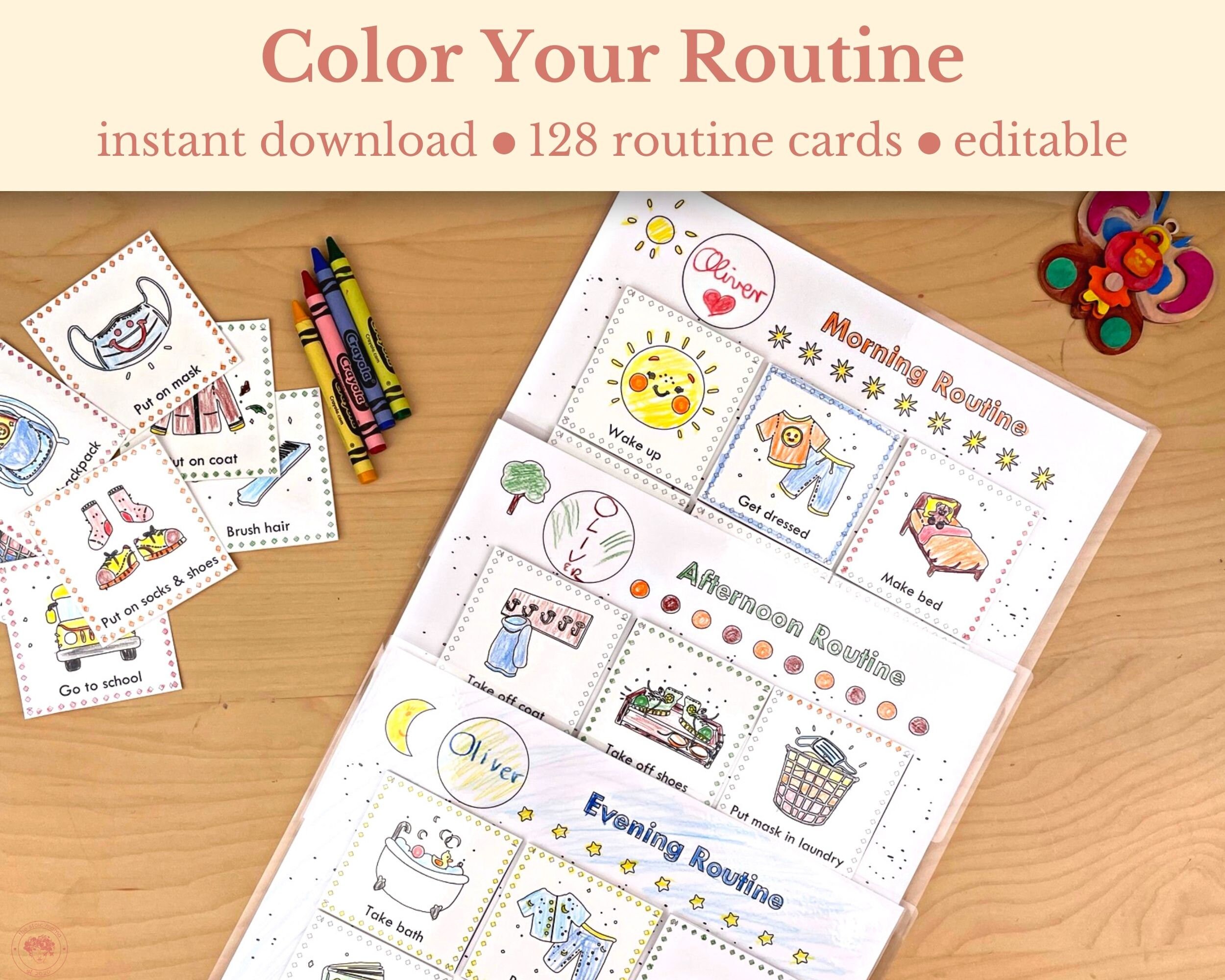Color Your Routine With This Set of Daily Editable Routine Cards for ...