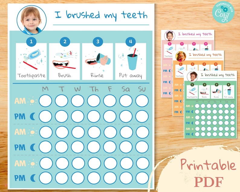 Teeth Brushing Chart, Brush Your Teeth Sticker Chart for Kids, Toddler ...