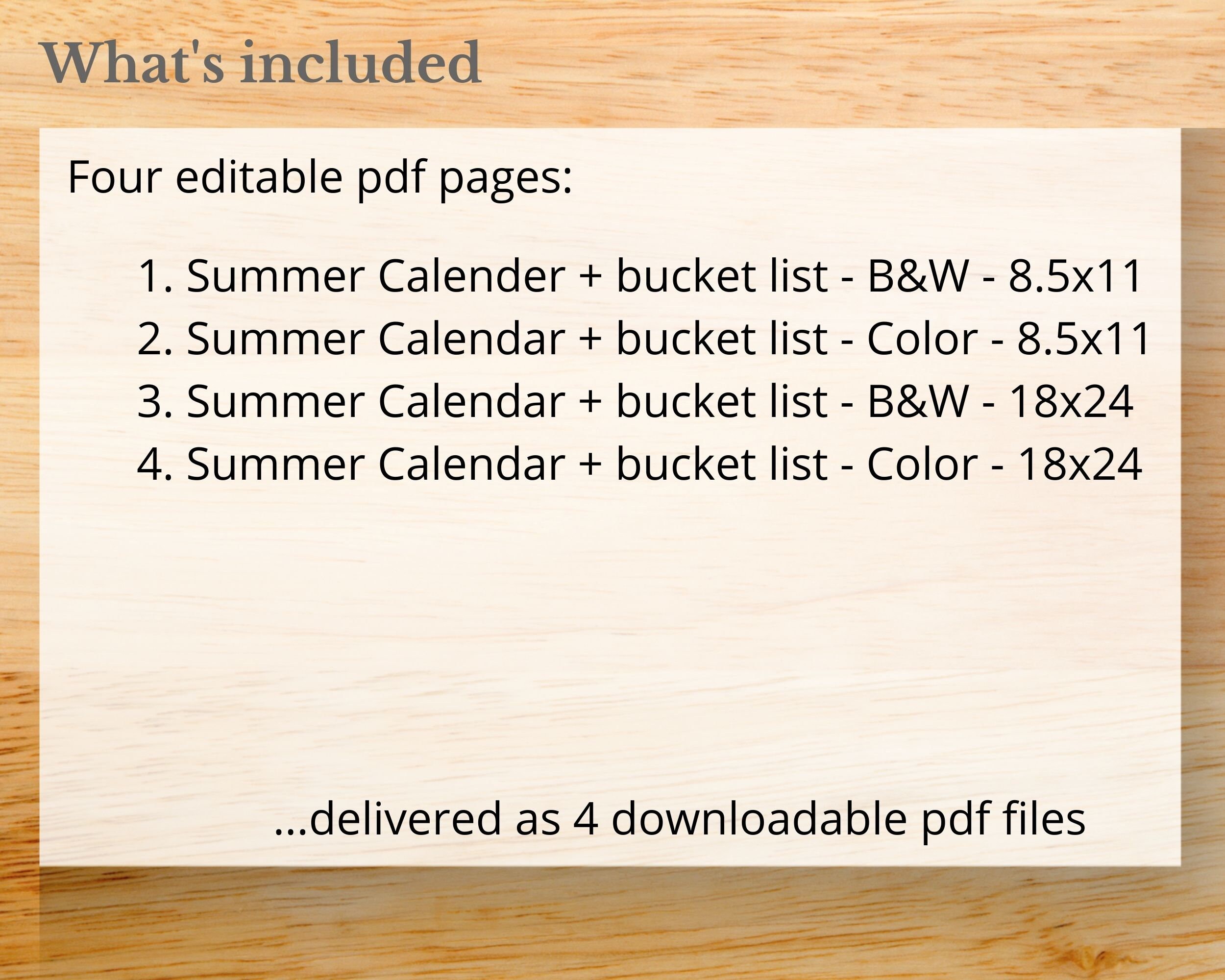 Summer Bucket List Schedule for Kids, Editable Bucket List, Kids Summer ...
