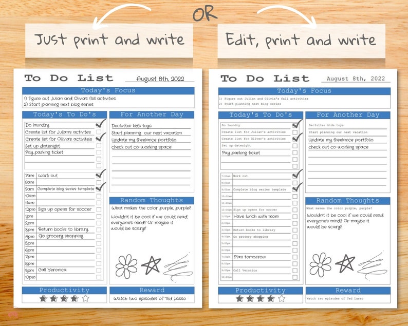 ADHD To Do List Editable ADHD Daily Planner ADHD Checklist Etsy