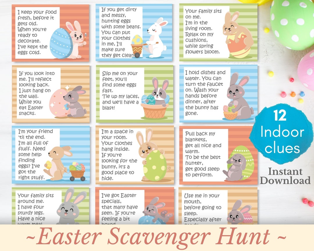 Easter Scavenger Hunt for Kids INDOORS, Easter Printable for Kids ...
