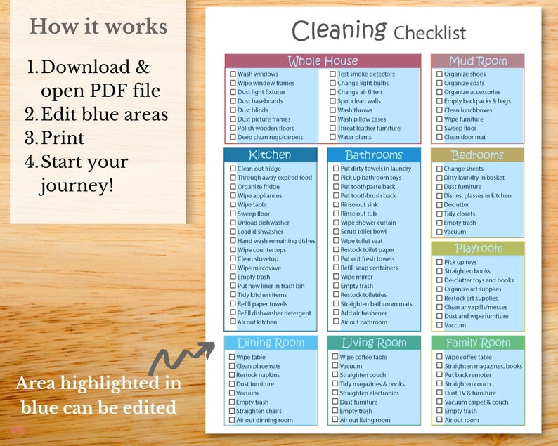 Easy Cleaning Tracker for Kids, Editable Cleaning Checklist for ...
