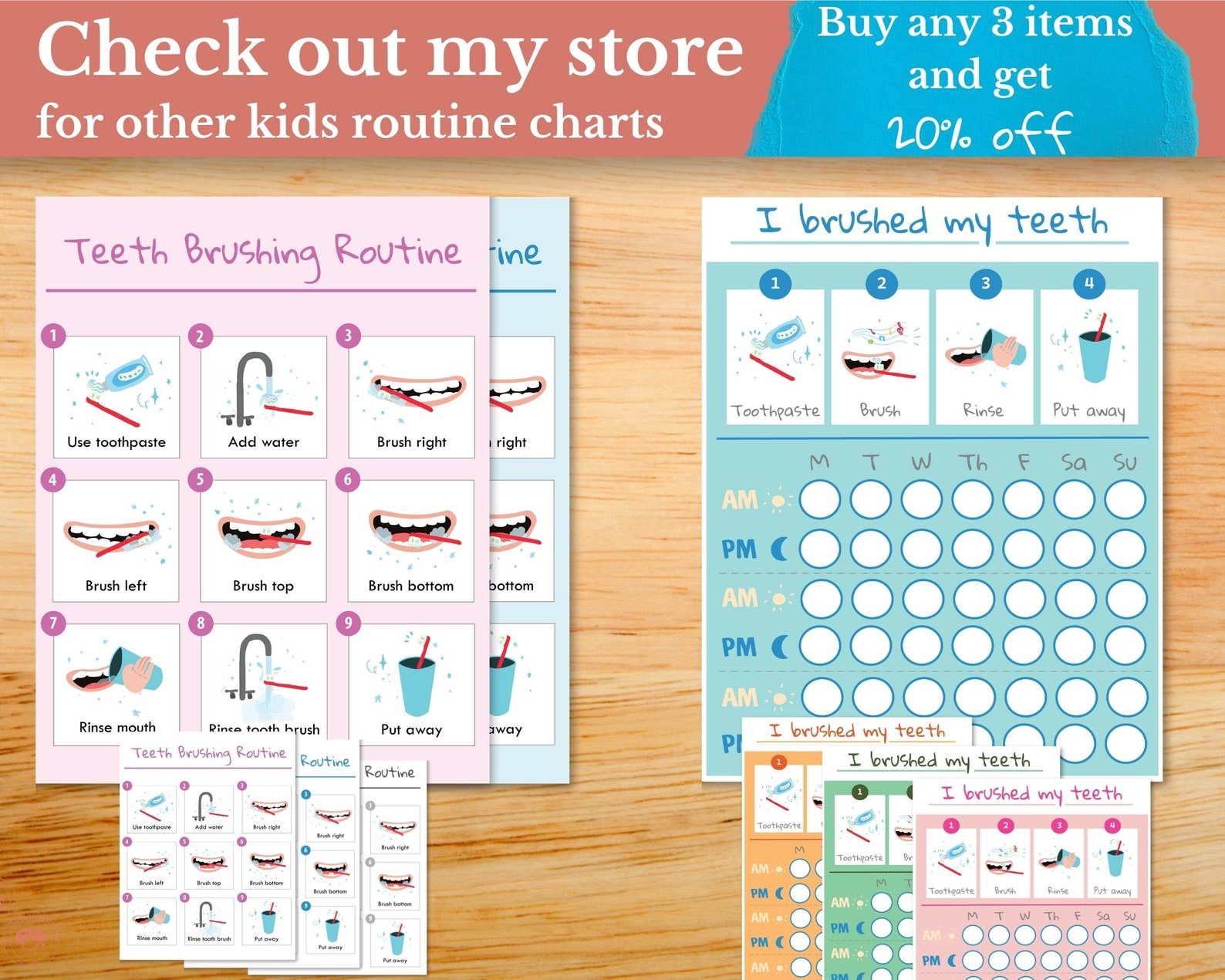 Teeth Brushing Chart, Brush Your Teeth Sticker Chart for Kids, Toddler ...