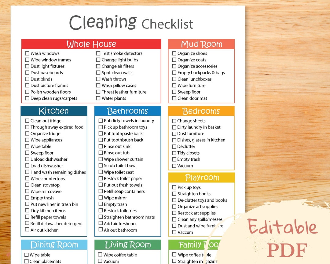 Easy Cleaning Tracker for Kids, Editable Cleaning Checklist for ...