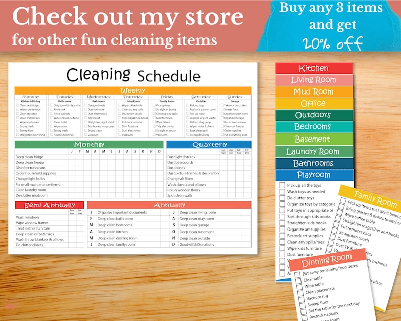 Easy Weekly Cleaning Schedule Editable for Families Daily and - Etsy