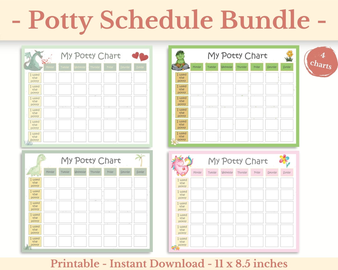 Printable Weekly Potty Training Schedule Pages, Potty Training Sticker ...