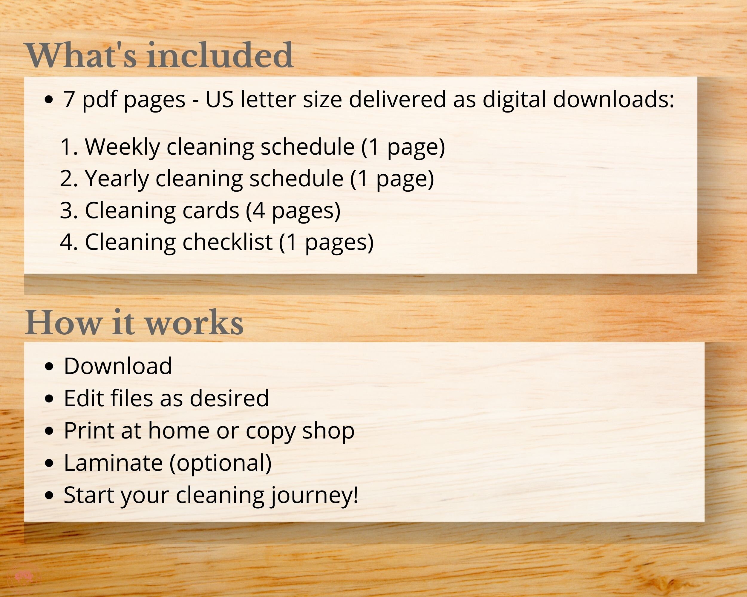 Easy Cleaning Schedule Editable Cleaning Planner Cleaning - Etsy