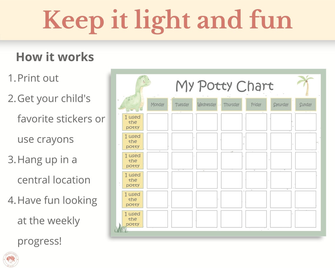 Printable Weekly Potty Training Schedule Pages, Potty Training Sticker ...