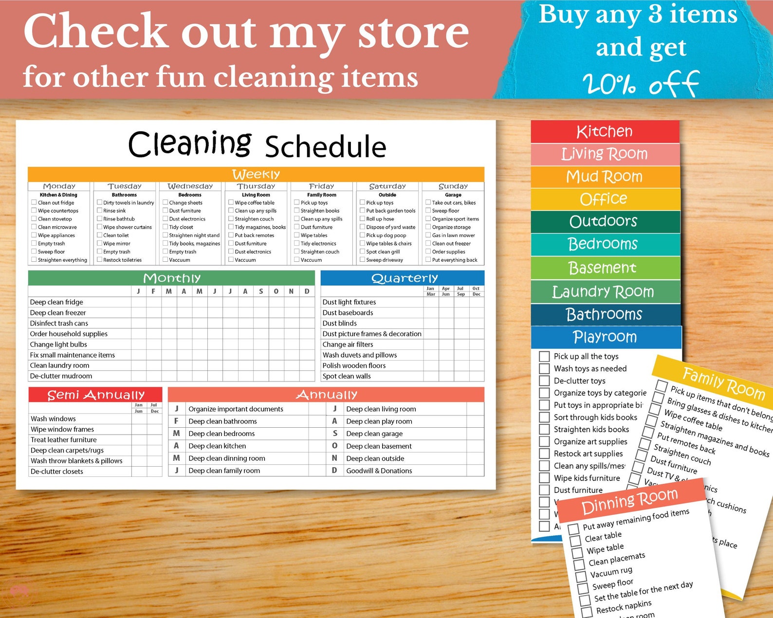 Minimalist Weekly Cleaning Schedule Editable, Daily and Weekly Cleaning ...