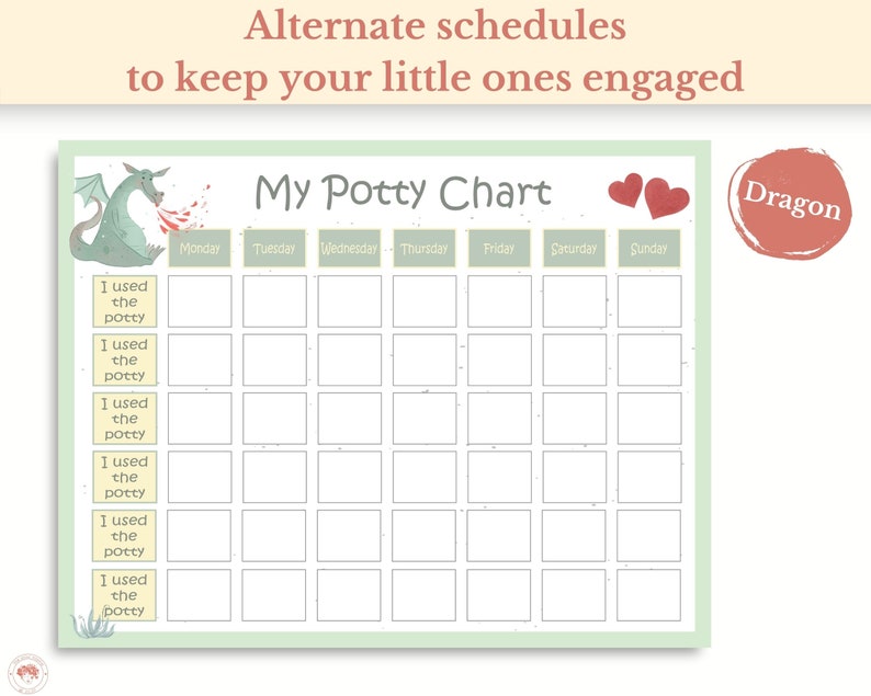 Printable Weekly Potty Training Schedule Pages, Potty Training Sticker ...
