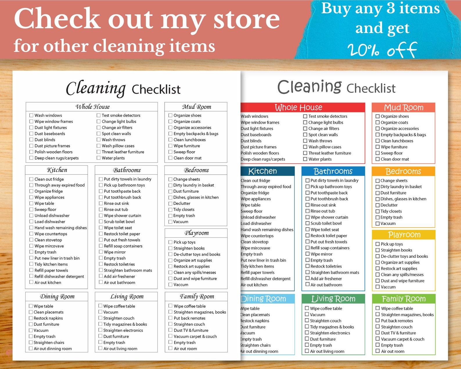 Fun Cleaning Schedule Editable Printable for Families Weekly, Monthly ...