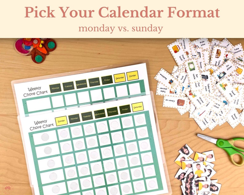 Weekly Family Chore Chart for Kids With Editable Chore Cards, Printable ...