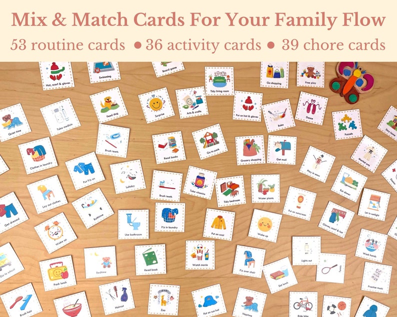 Daily Editable Routine Cards & Charts for Kids Rhythm Cards - Etsy