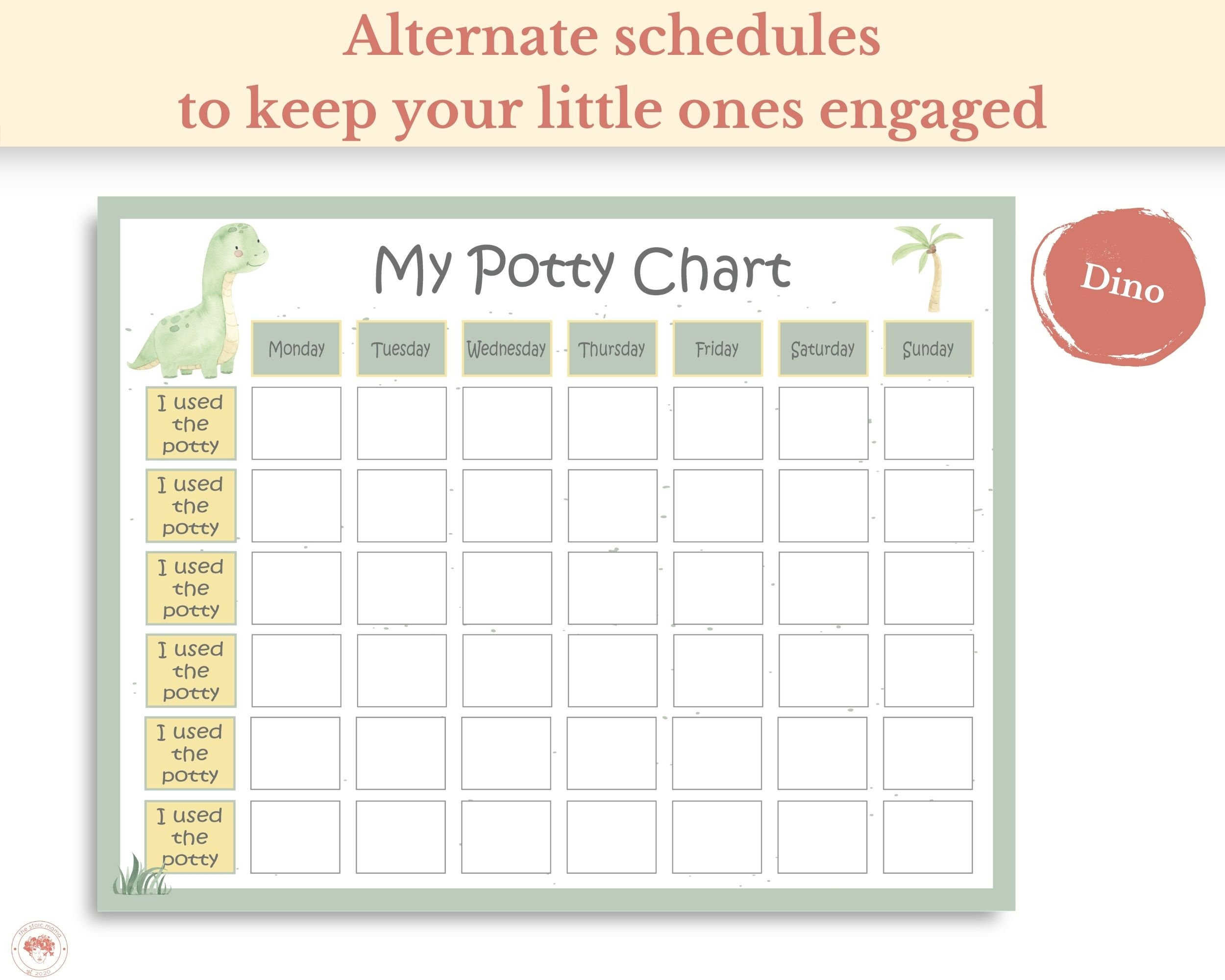 Printable Weekly Potty Training Schedule Pages, Potty Training Sticker ...