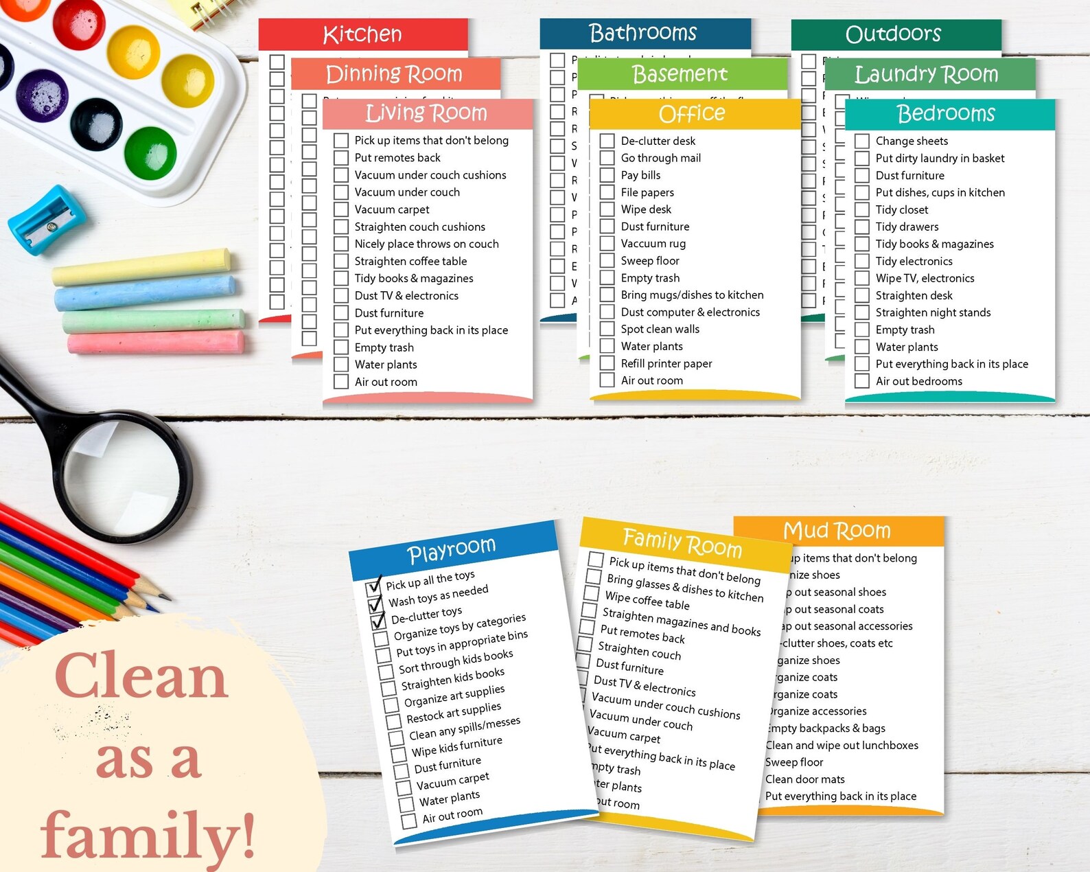Fun Editable Zone Cleaning Cards for Families, Deep Cleaning Cards for ...