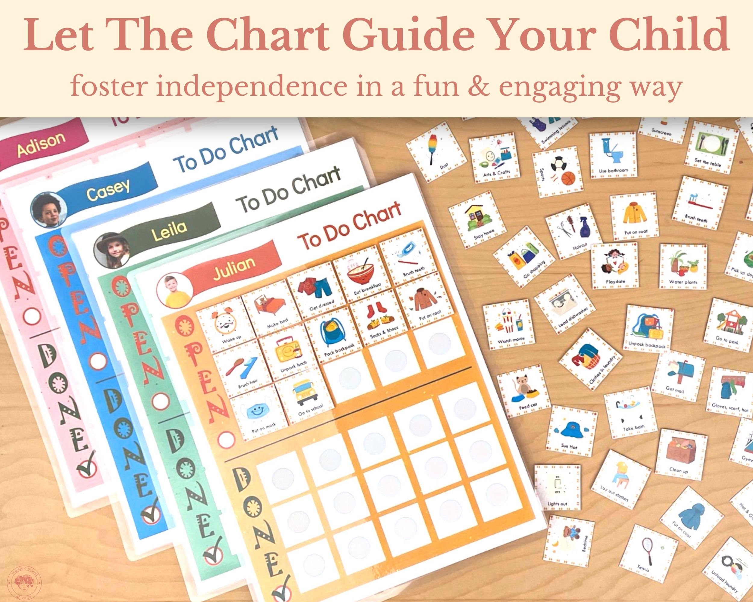 Chore Chart for Kids With Picture & Editable Chore Cards, Printable ...