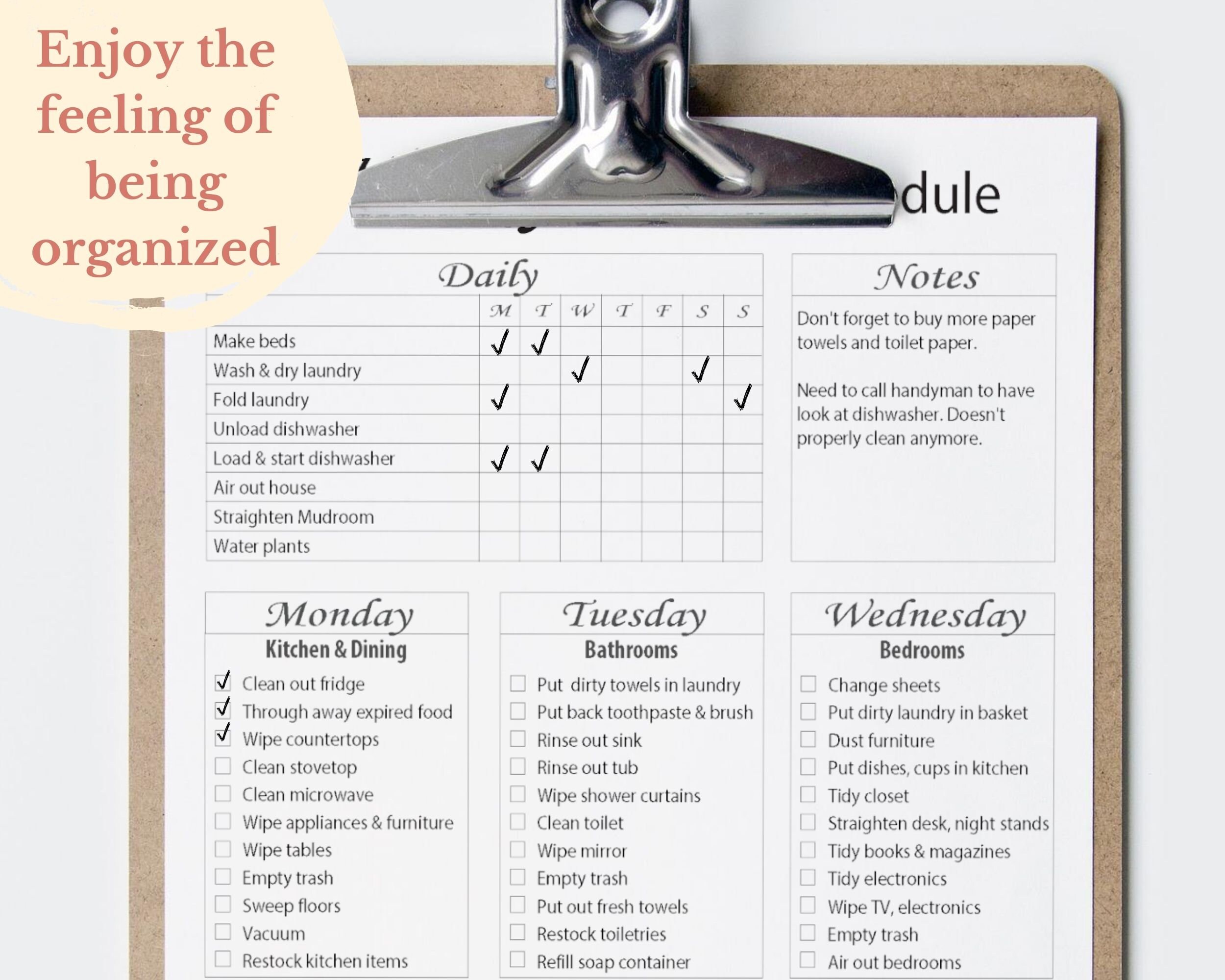 Minimalist Weekly Cleaning Schedule Editable, Daily and Weekly Cleaning ...