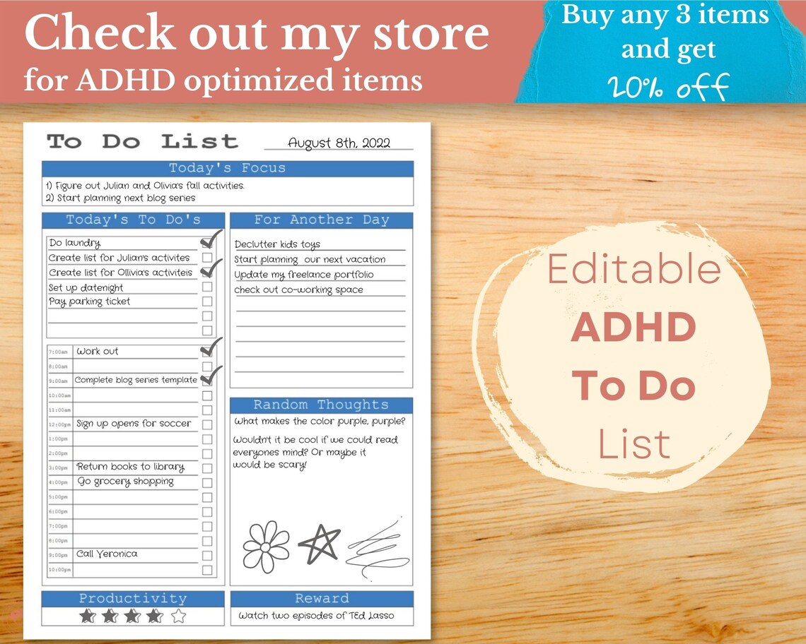 ADHD Cleaning Bundle Editable, ADHD Cleaning Planner, ADHD to Do List ...