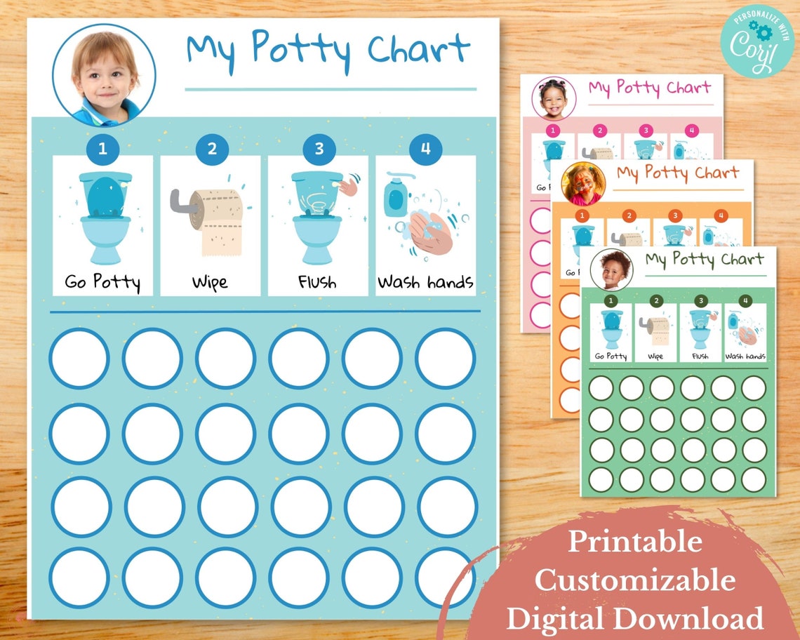 Potty Training Chart Printable, Potty Training Sticker Chart, Potty ...