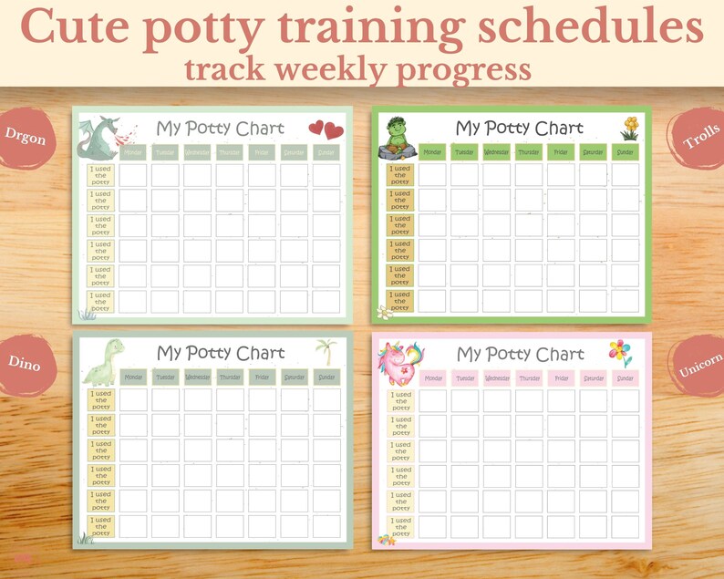 Potty Training Bundle I Fun Potty Charts & Weekly Schedules I Step by ...