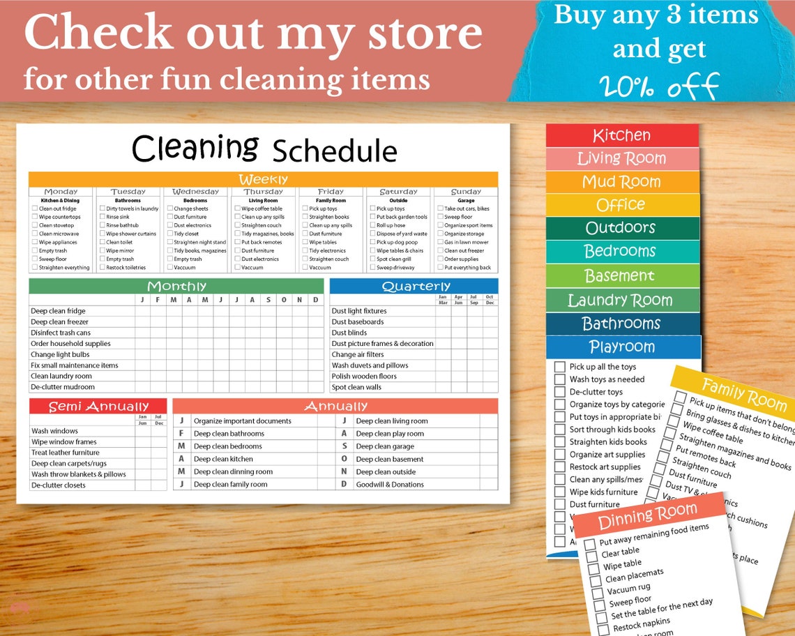 Easy Cleaning Tracker for Kids, Editable Cleaning Checklist for ...