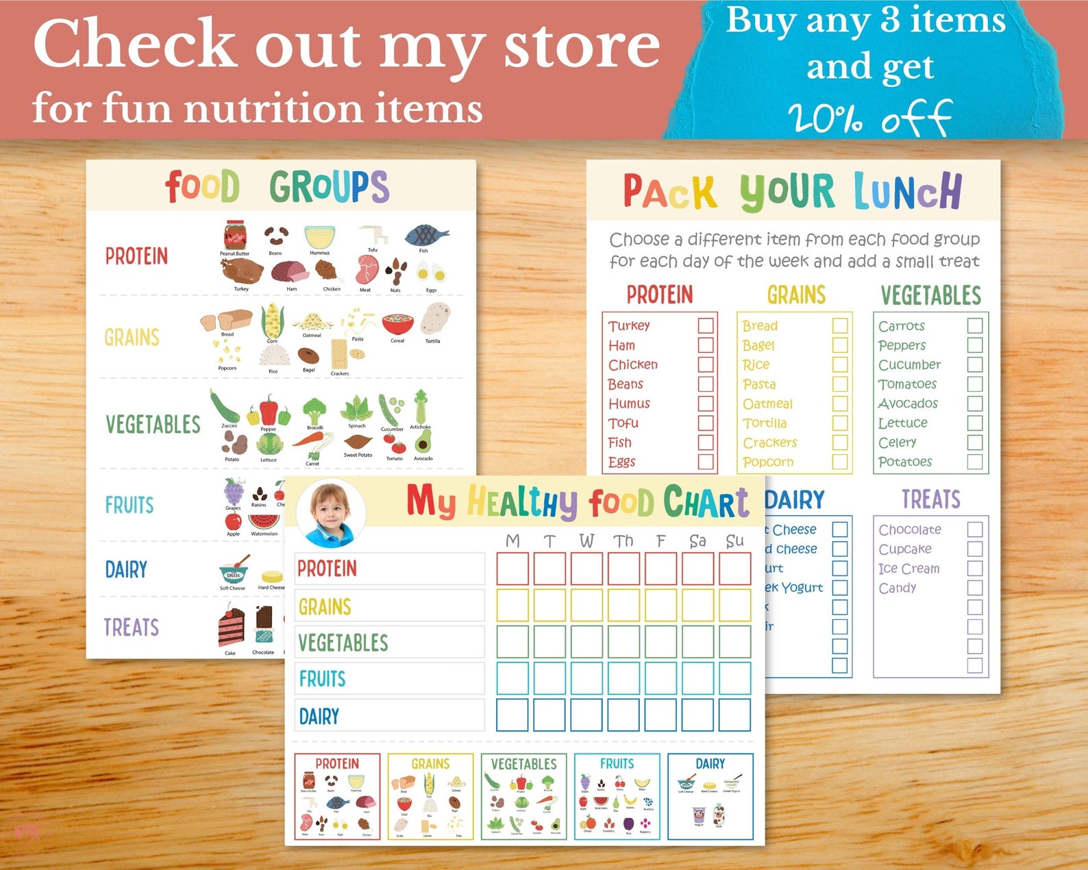 Editable Food Chart for Kids, Kids Meal Planner, Healthy Eating Planner ...
