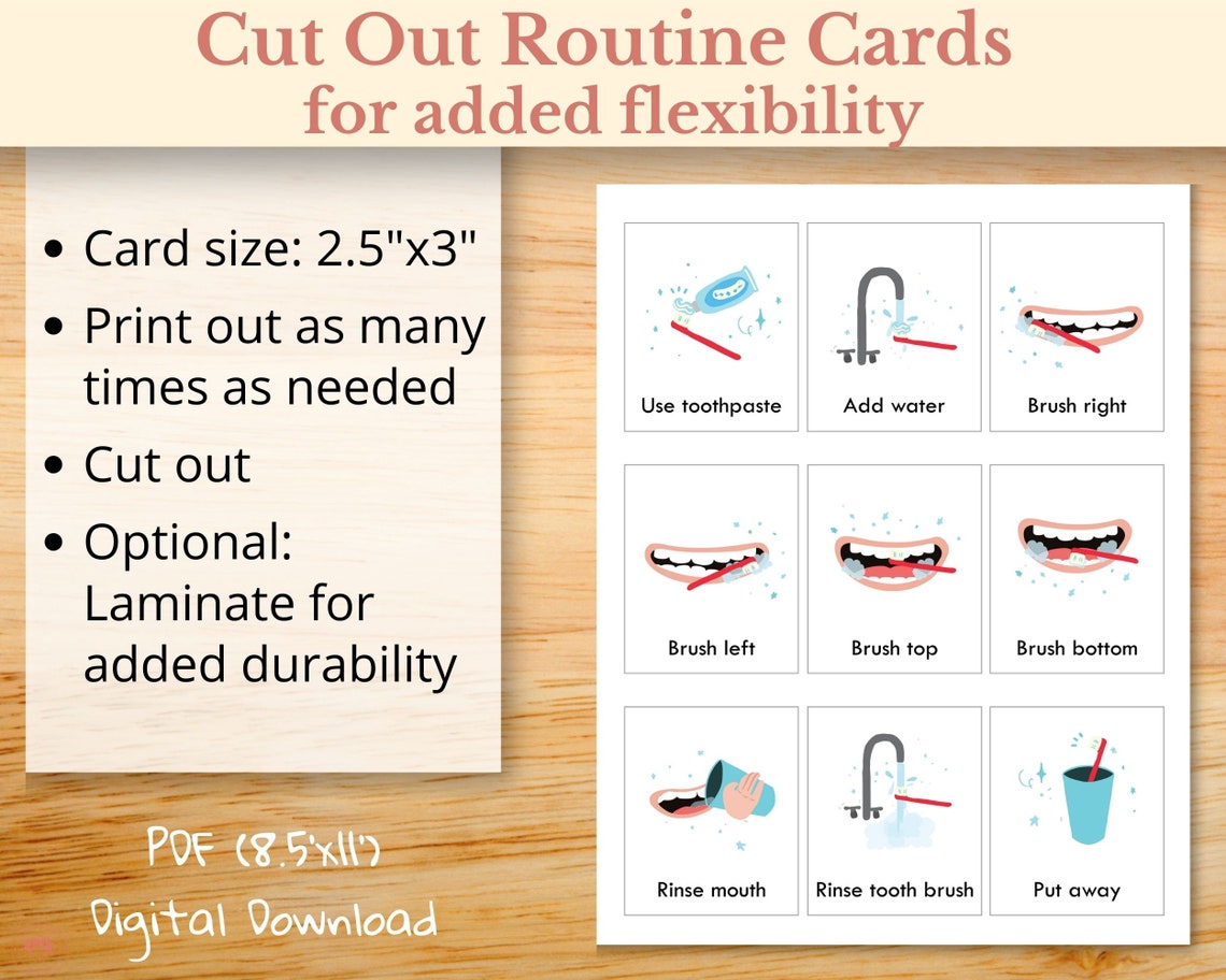 Teeth Brushing Routine Chart for Girls, Brush Your Teeth, Educational ...