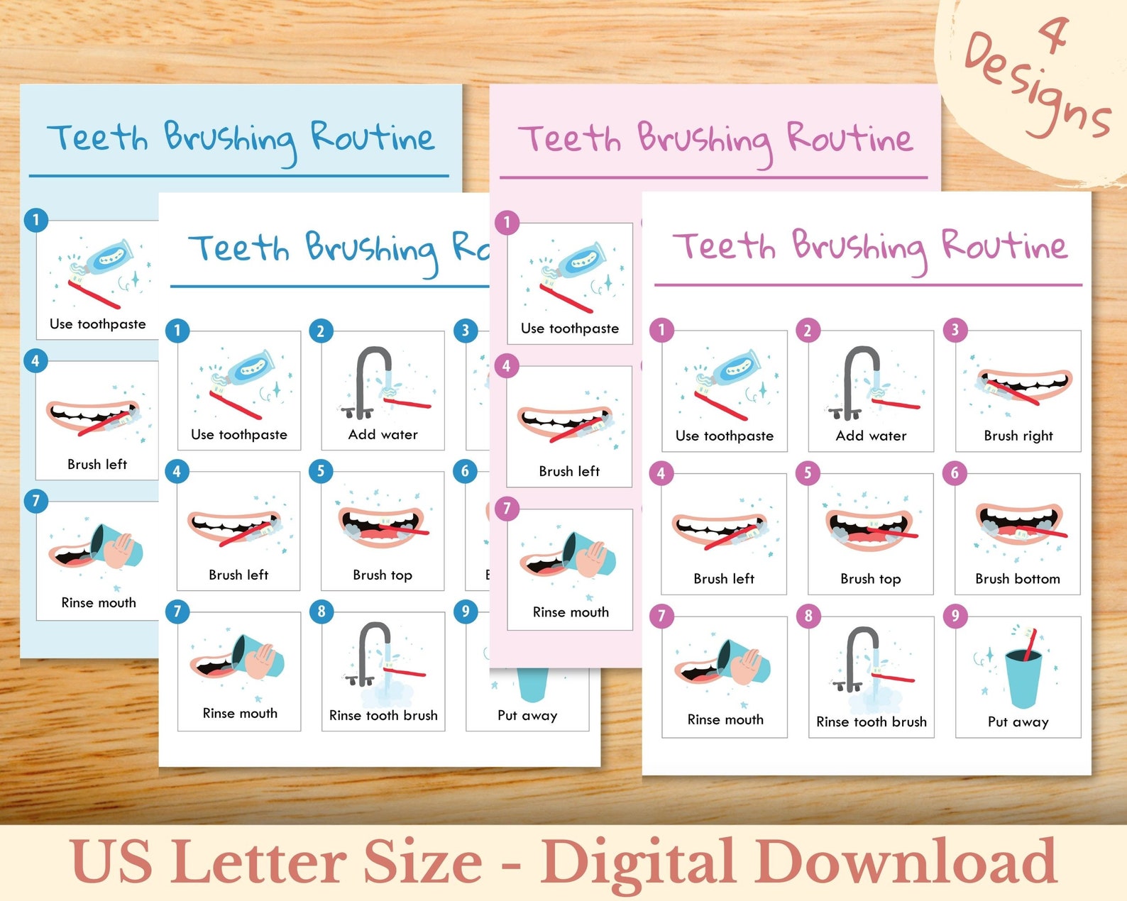 Teeth Brushing Chart Bundle for Kids, Brush Your Teeth, Sticker Chart ...