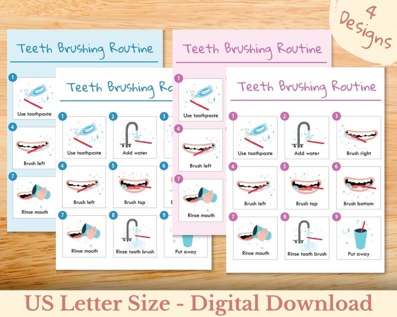 Teeth Brushing Chart Bundle for Kids, Brush Your Teeth, Sticker Chart ...