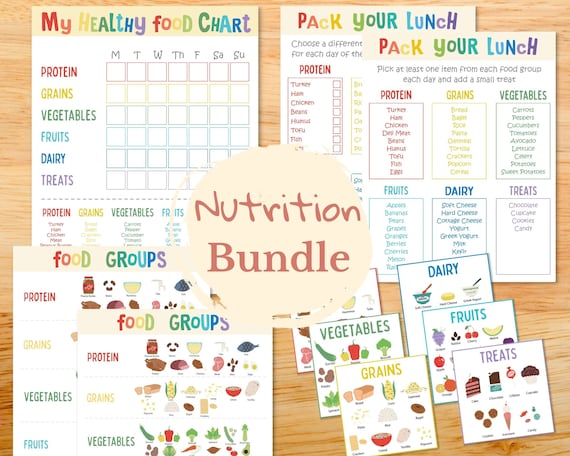 Food Chart Bundle for Kids Kids Meal Planner Educational - Etsy