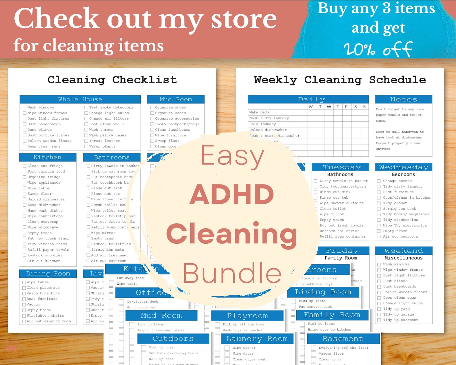 ADHD to Do List Editable, ADHD Daily Planner, ADHD Checklist, Daily ...