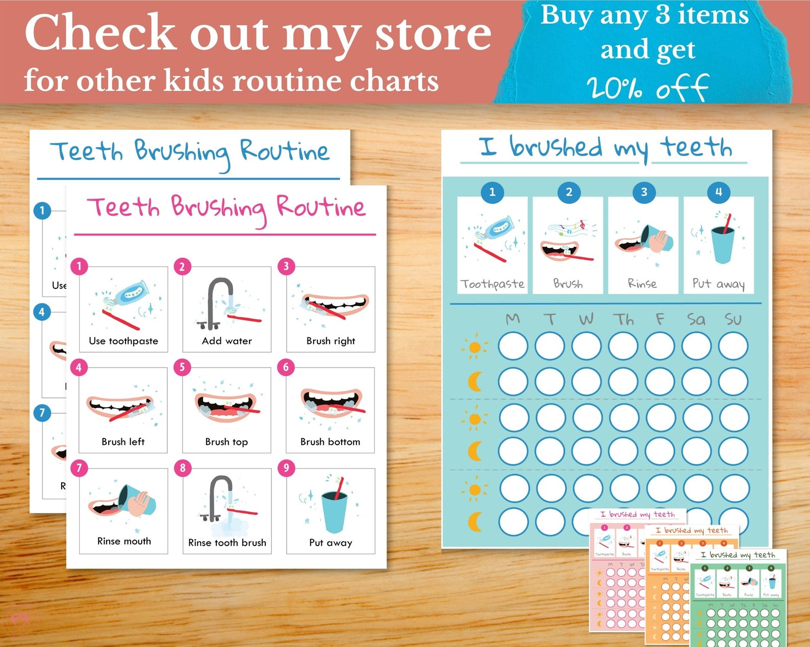 Educational Poster for Teeth Brushing, Step by Step Teeth Brushing ...