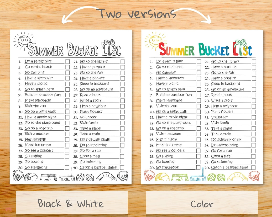 Editable Summer Bucket List for Kids, Bucket List Poster, Kids to Do ...