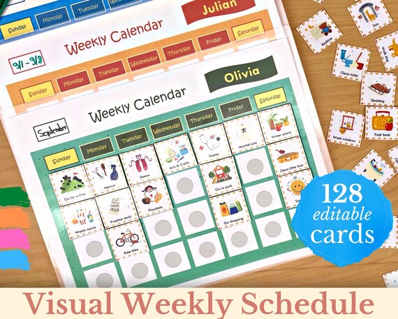 Editable Kids Schedule Chart With Pictures Visual Schedule | Etsy Australia