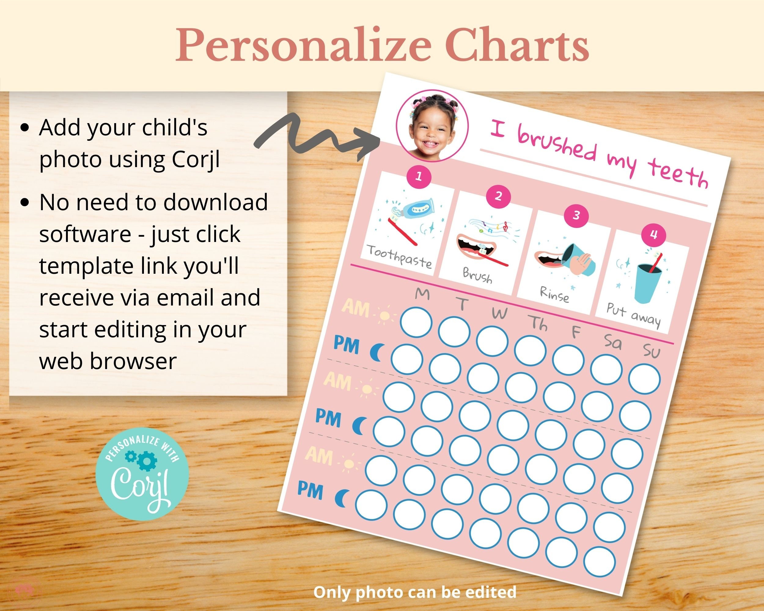 Teeth Brushing Chart, Brush Your Teeth Sticker Chart for Kids, Toddler ...