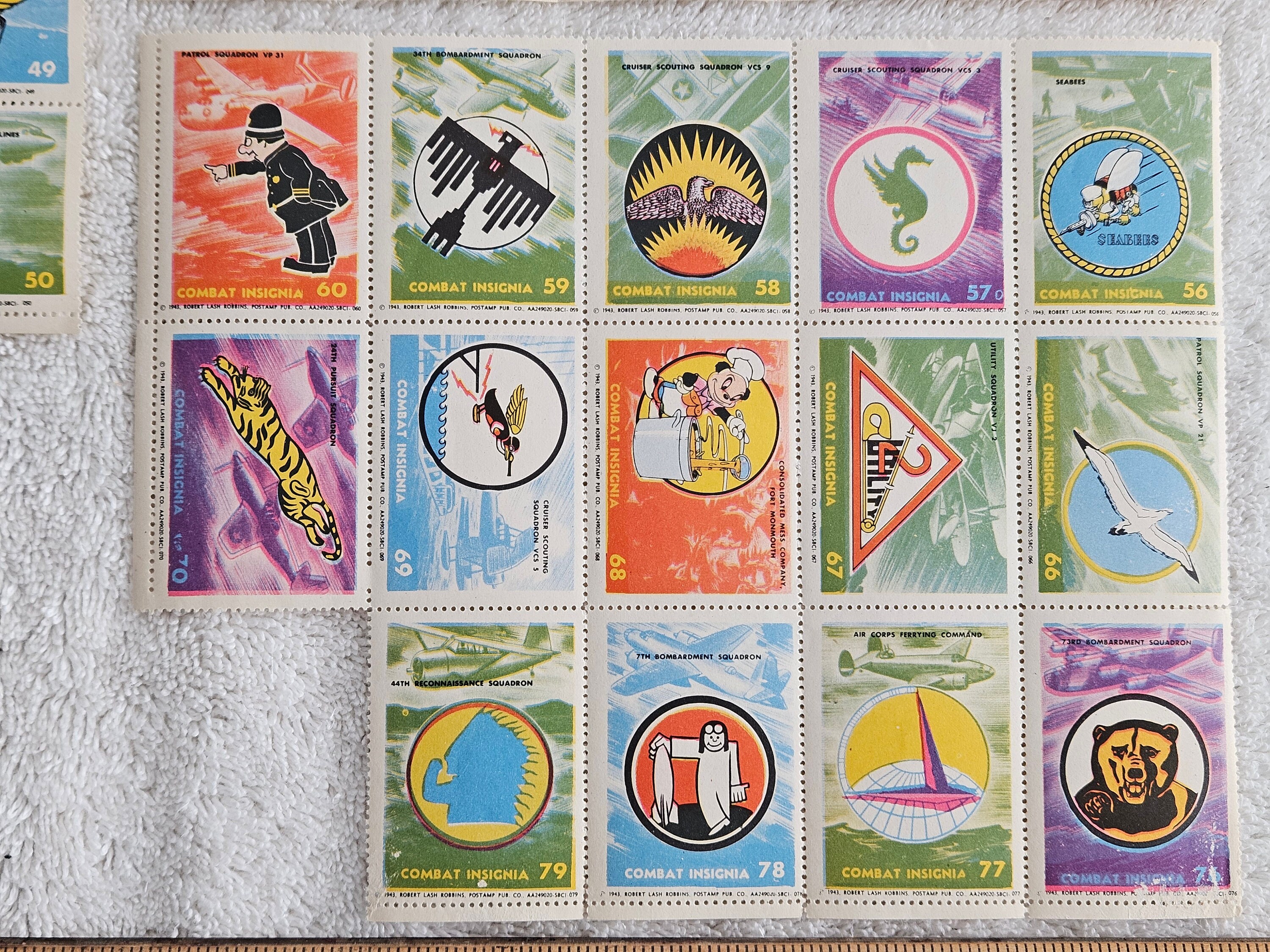 Vintage WW2 Era Combat Insignia Stamps US Army & Navy AIR CORPS Lot of ...