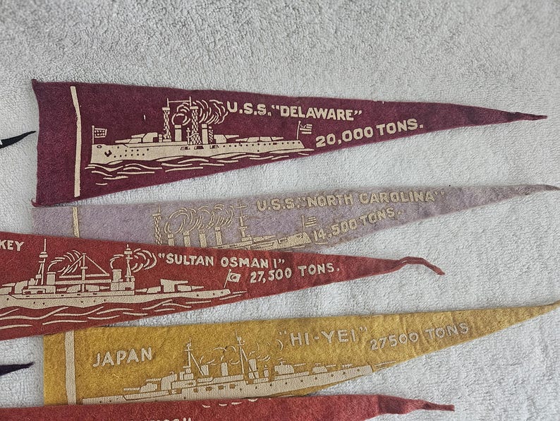 Antique WW1 Era Martens Bread Premium Felt Pennants - 8 US Navy & 8 ...