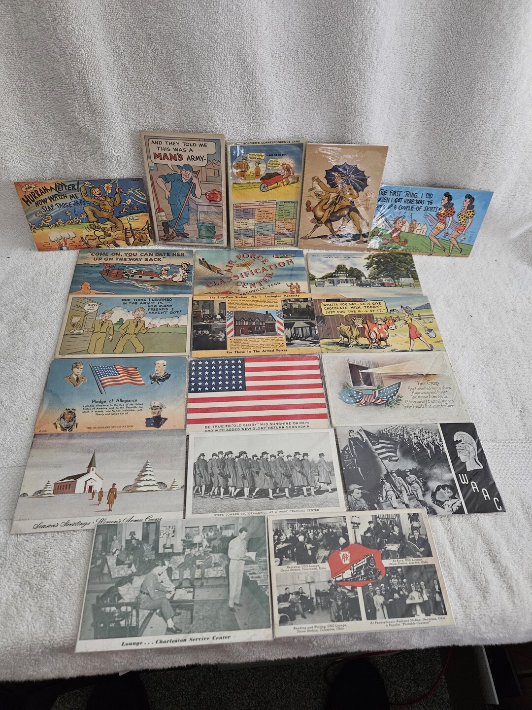 Vintage WW2 Era W. A. A. C. Comic Humor Funny Patriotic Postcards - Lot ...