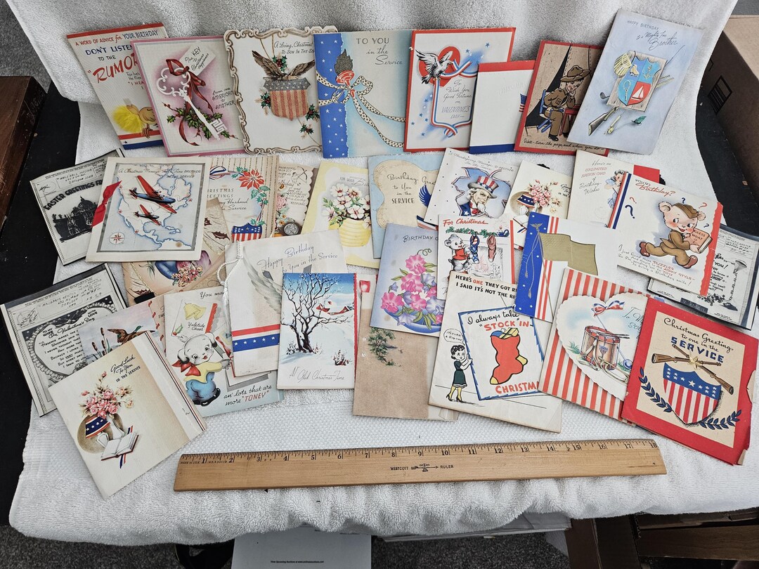 Vintage WW2 Era Christmas Birthday and Valentine's Day Cards Large Lot ...