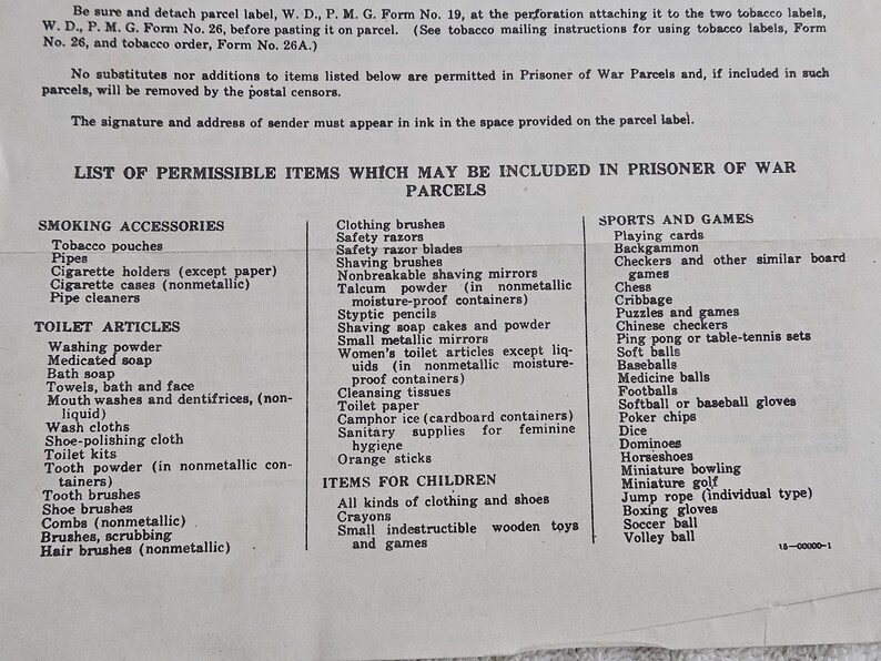 Vintage WW2 Era 1944 U.S. Army Prisoner of War (POW) Parcel Mailing ...