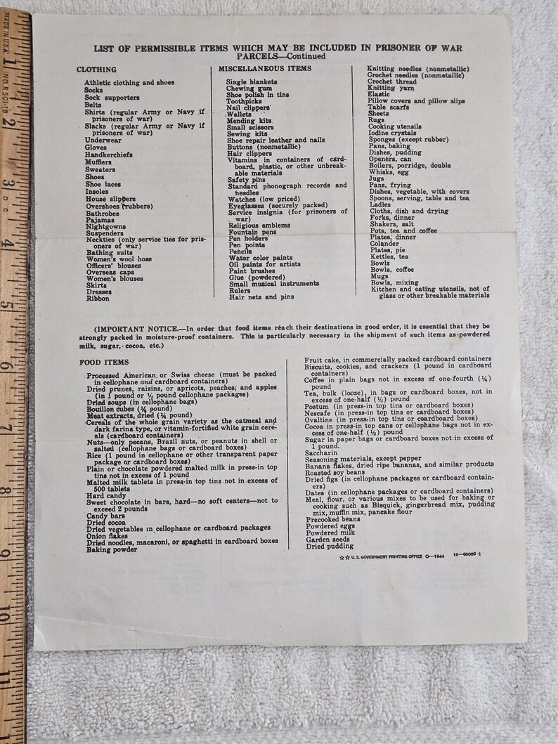 Vintage WW2 Era 1944 U.S. Army Prisoner of War (POW) Parcel Mailing ...