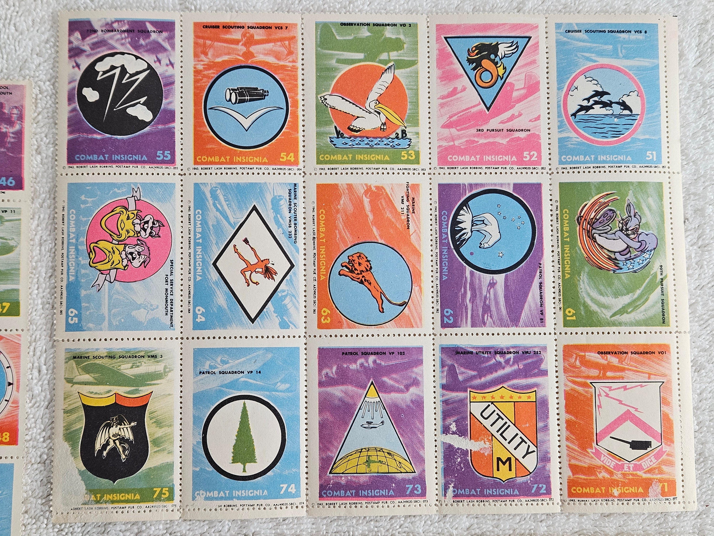 Vintage WW2 Era Combat Insignia Stamps US Army & Navy AIR CORPS Lot of ...