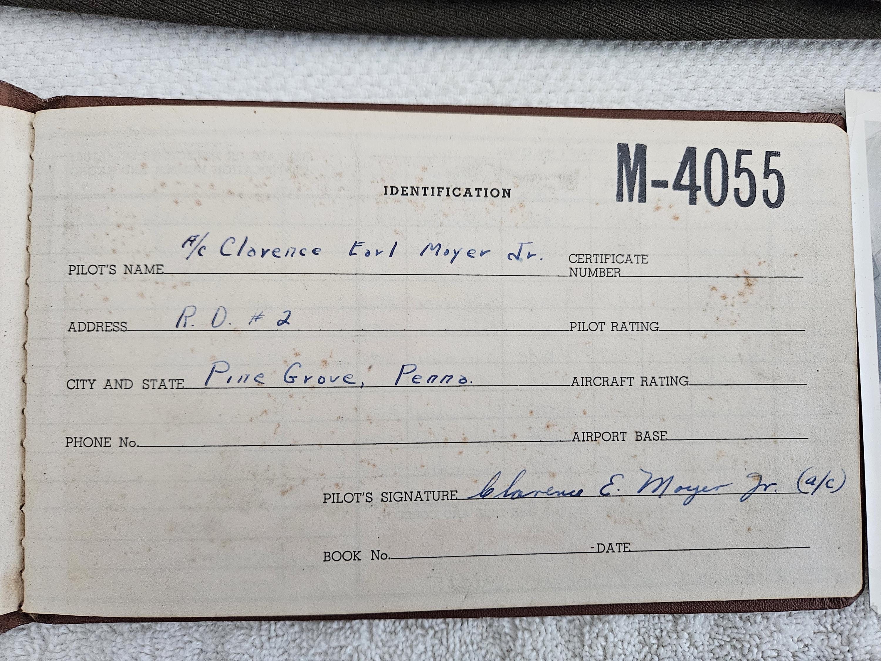 Vintage WW2 USAAF Personal Effects Lot of Clarence E. Moyer - Pilot's ...